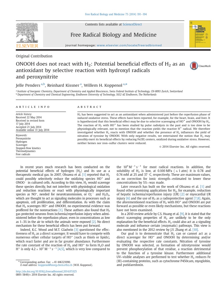 Free Radical Biology and Medicine: Jelle Penders, Reinhard Kissner ...