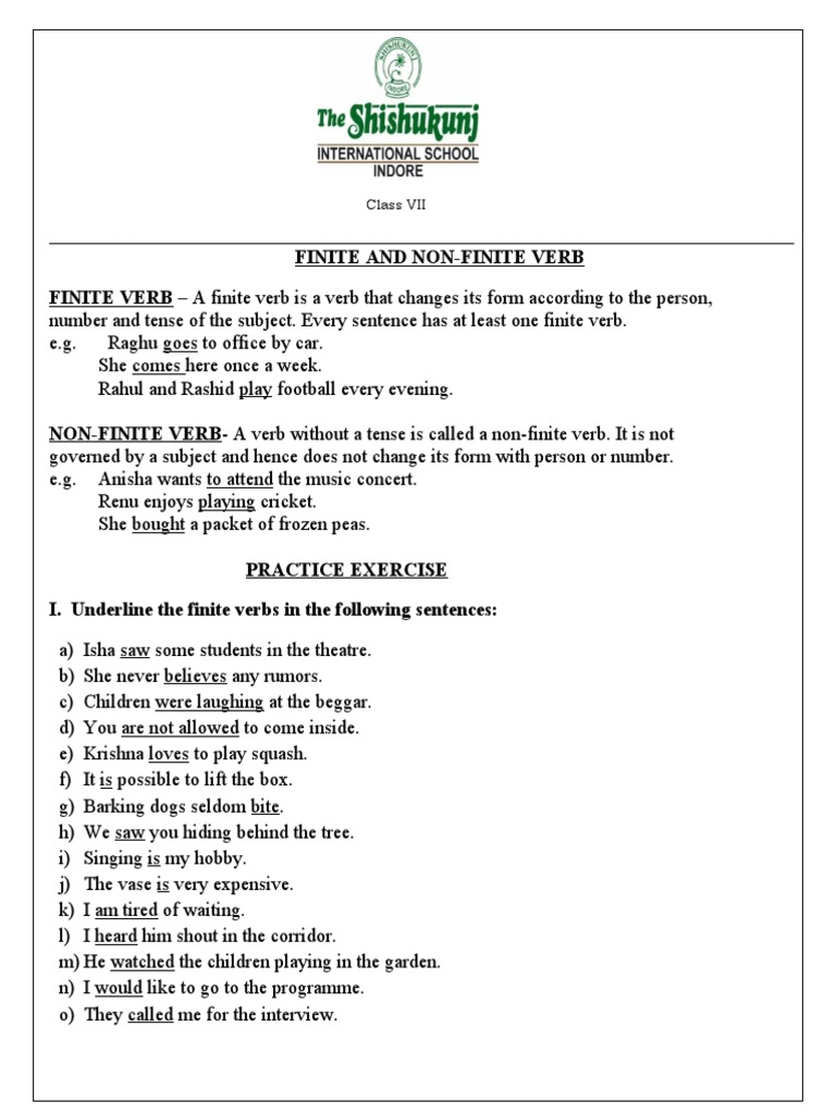 Finite and Non-Finite Verbs | PDF | Grammatical Conjugation | Semantic ...