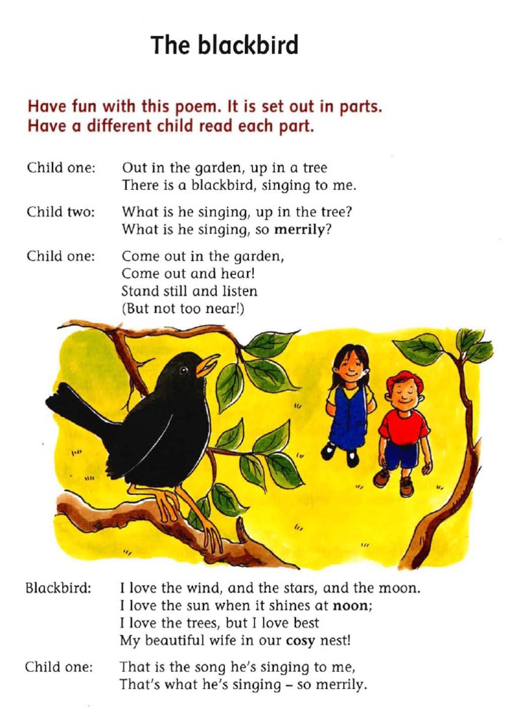 Blackbird: Have Fun With This Poem. It Is Set Out in Parts. Have A ...