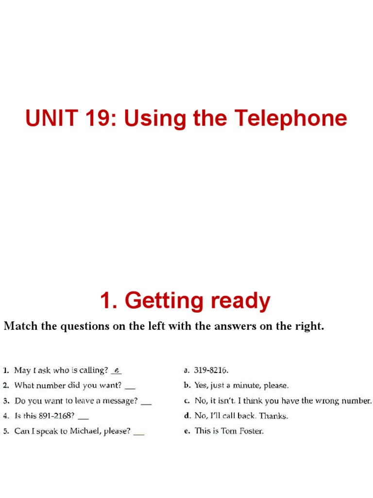 Unit19 Using The Telephone | PDF