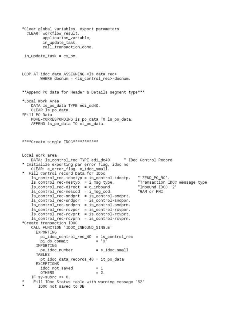 Sample Code ALE IDOC | Download Free PDF | Information Technology ...