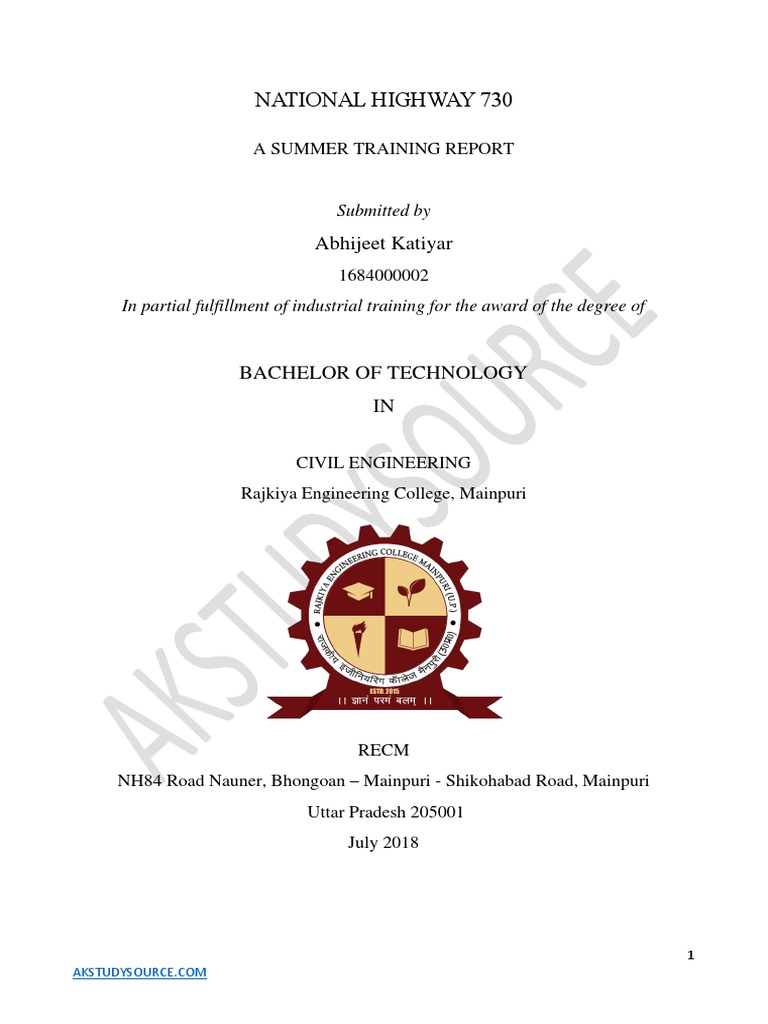 Training Report Pdf Pdf Asphalt Road Surface
