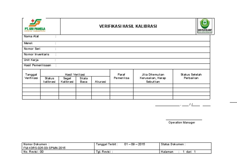 FM-K3RS-025-03-Form Verifikasi Hasil Kalibrasi | PDF