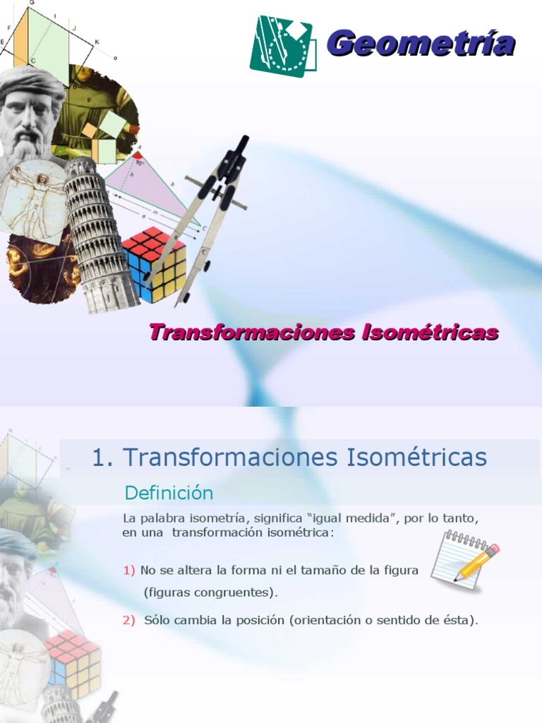Transformaciones Isométricas en Geometría | PDF | Matemáticas | Objetos ...
