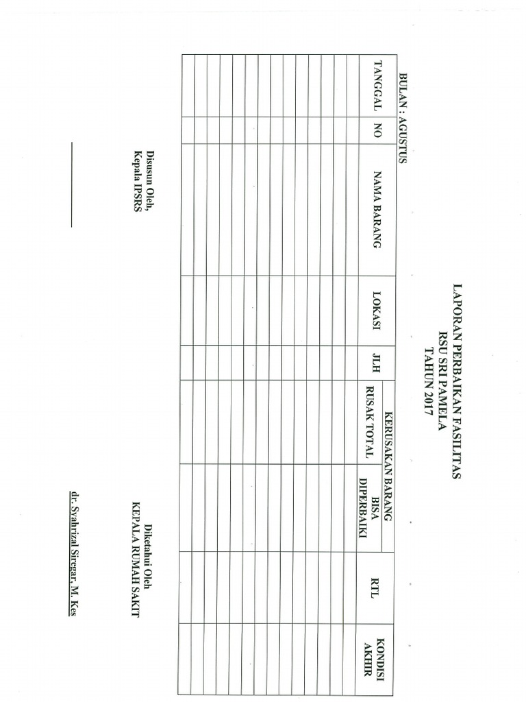 Form Laporan Perbaikan Fasilitas | PDF