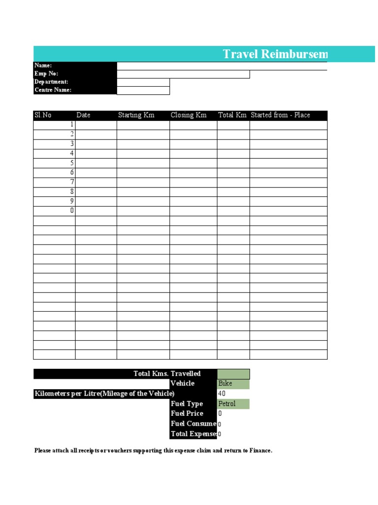 Travel Reimbursement Form Template | PDF