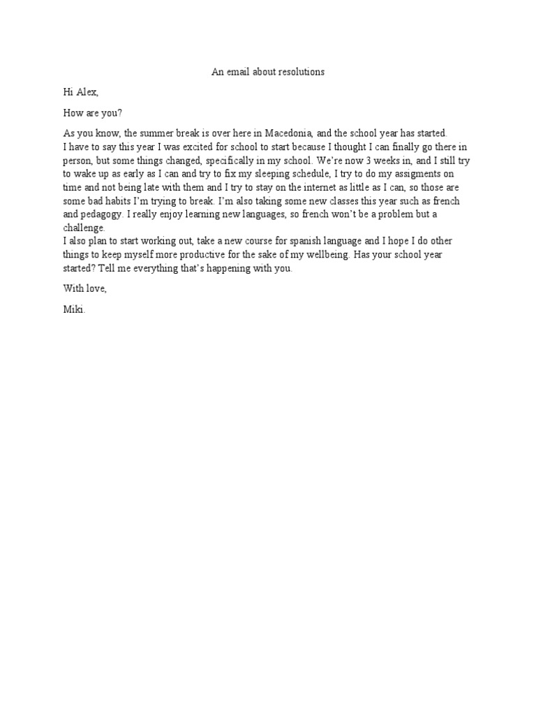 An Email About Resolutions | PDF