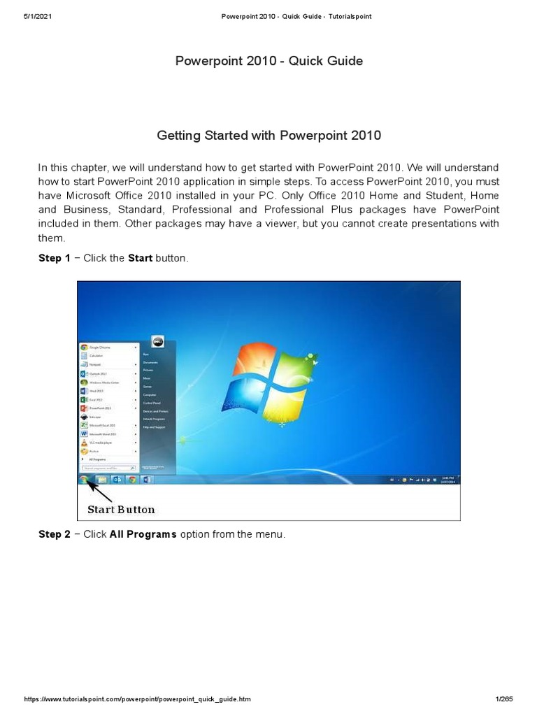 Powerpoint 2010 - Quick Guide - Tutorialspoint | Download Free PDF ...