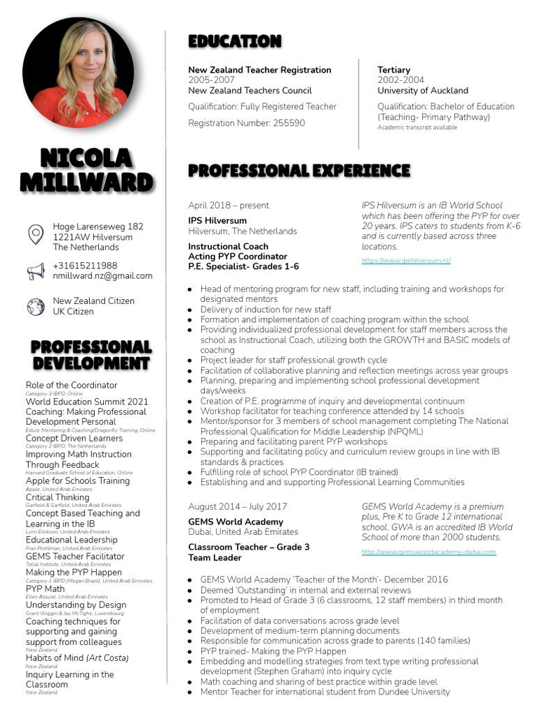 Nicola Millward CV 2021-22 | PDF | Mentorship | Teachers