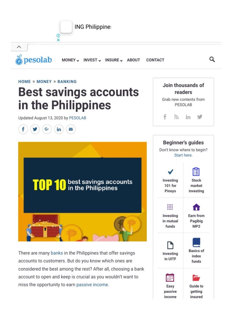 Best Savings Accounts in The Philippines - PESOLAB | PDF | Banks ...