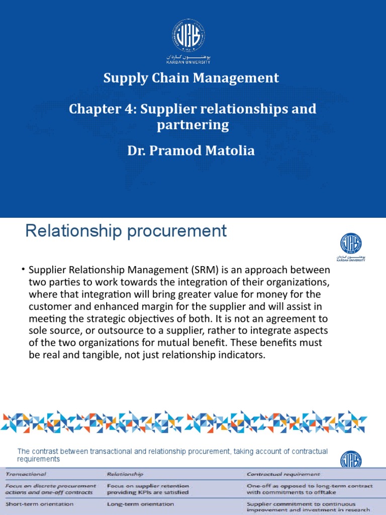 Supplier Relationships in Supply Chain Management | PDF | Strategic ...
