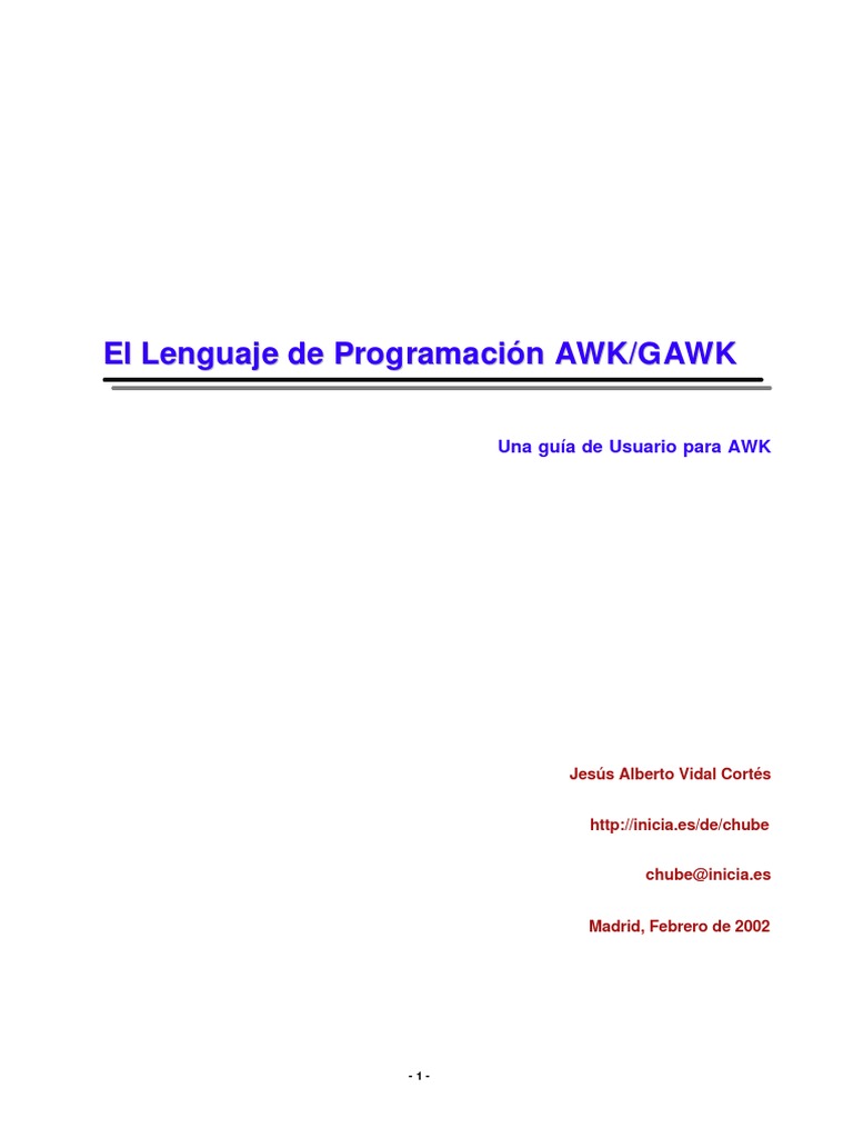 Manual Awk Castellano | PDF | Ingeniería de software | Formalismo (deductivo)
