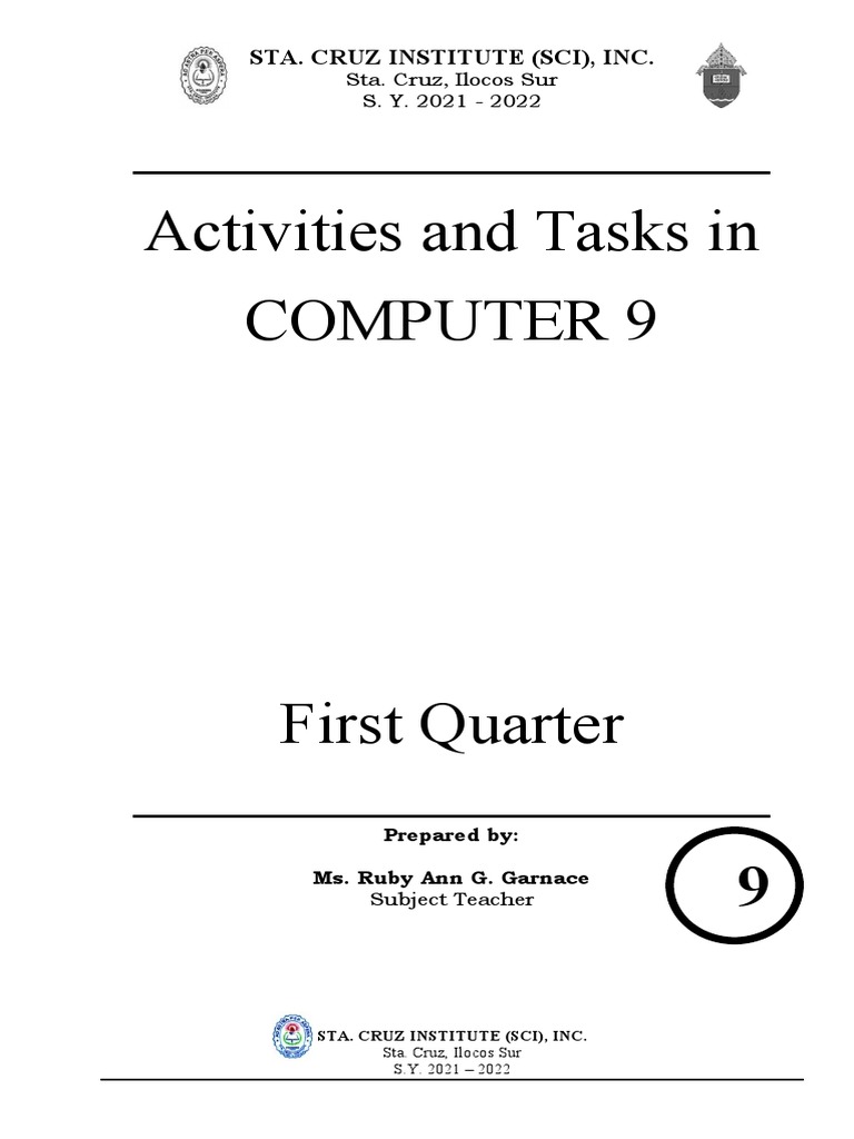 q1 Activities and Tasks Comp 9 | PDF | Entrepreneurship | Computer Hardware
