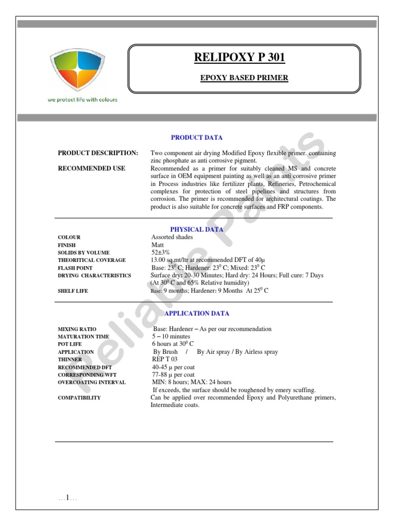 A Comprehensive Guide to ReliPoxy P 301 Epoxy Based Primer for ...
