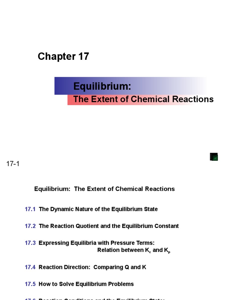 Equilibrium:: The Extent of Chemical Reactions | PDF | Chemical ...