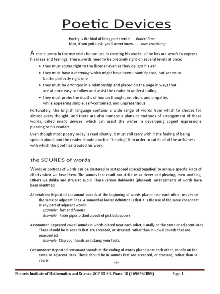 Poetic Devices: The SOUNDS of Words W | Download Free PDF | Poetry ...