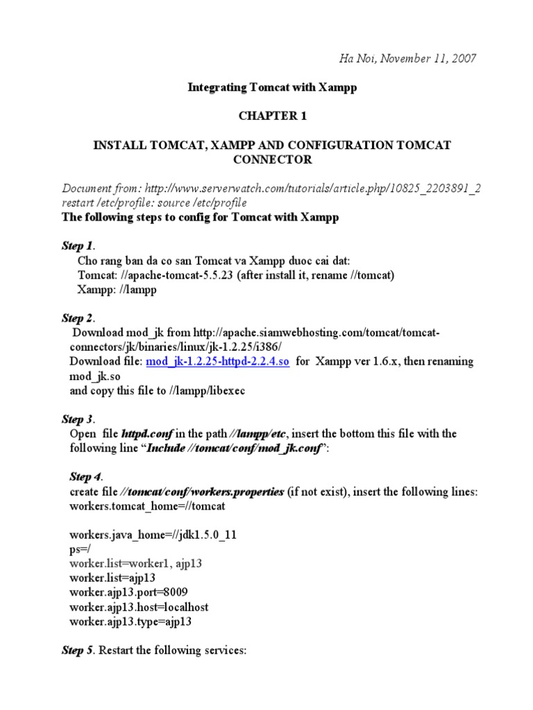 Integrating Tomcat With Xampp | PDF | Web Technology | Java Server Pages