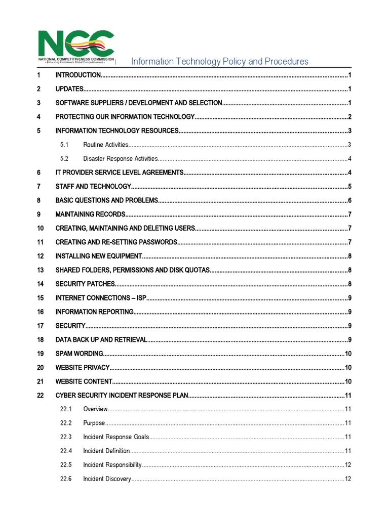 Information Technology Policy and Procedures | PDF | Backup | Computer ...