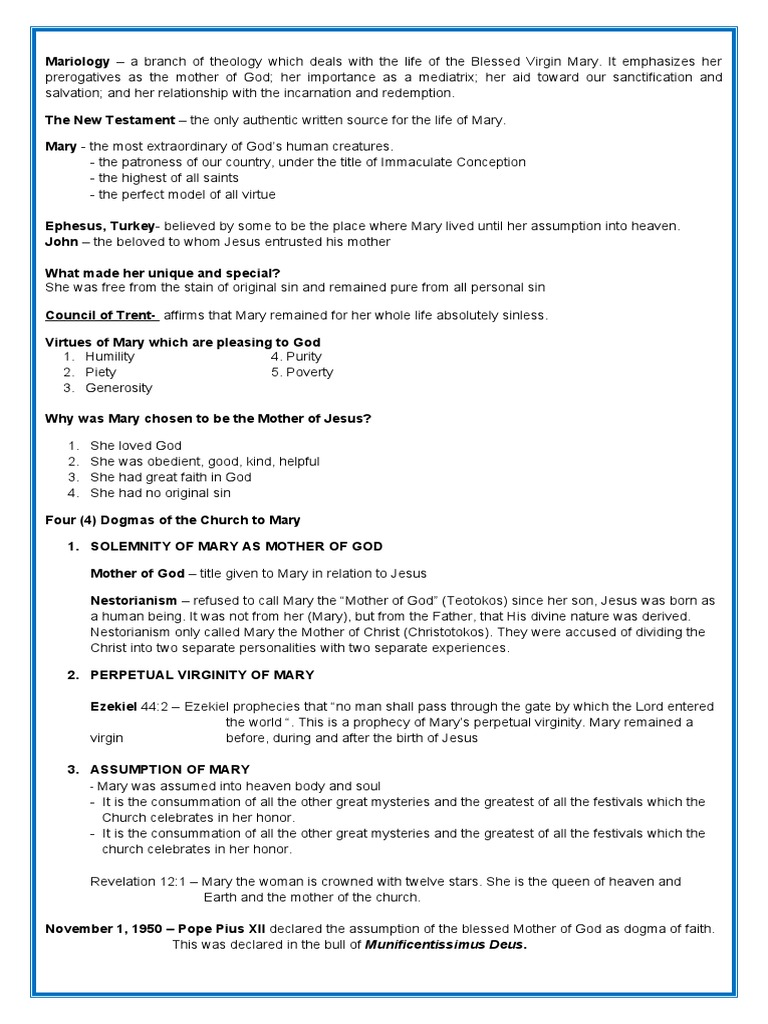 MARY OUTLINE New | PDF | Mary, Mother Of Jesus | Rosary