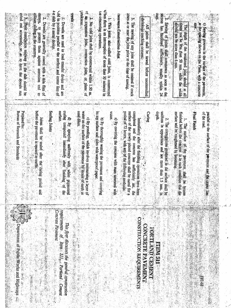 DPWH Item 311 PCCP Requirements | PDF