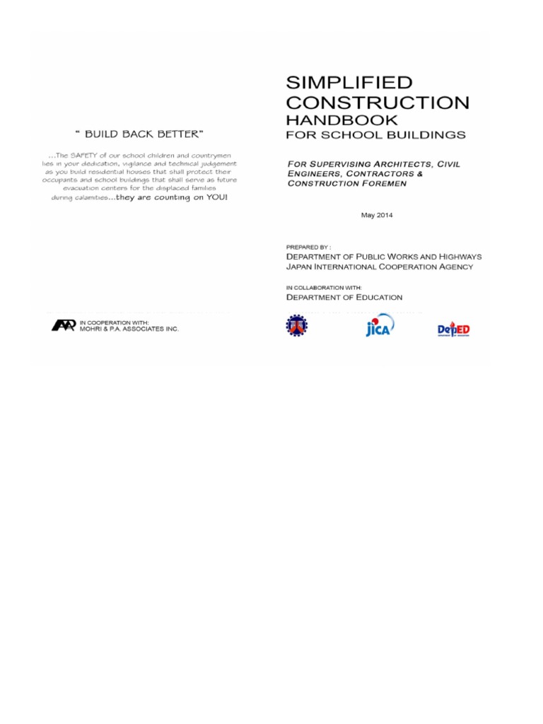 DPWH Simplified Construction Handbook For School Buildings | PDF
