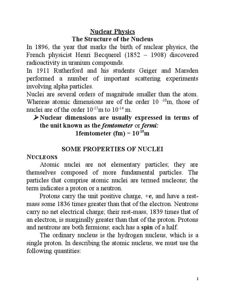 Notes On Nuclear Physics | PDF | Atomic Nucleus | Nuclear Force