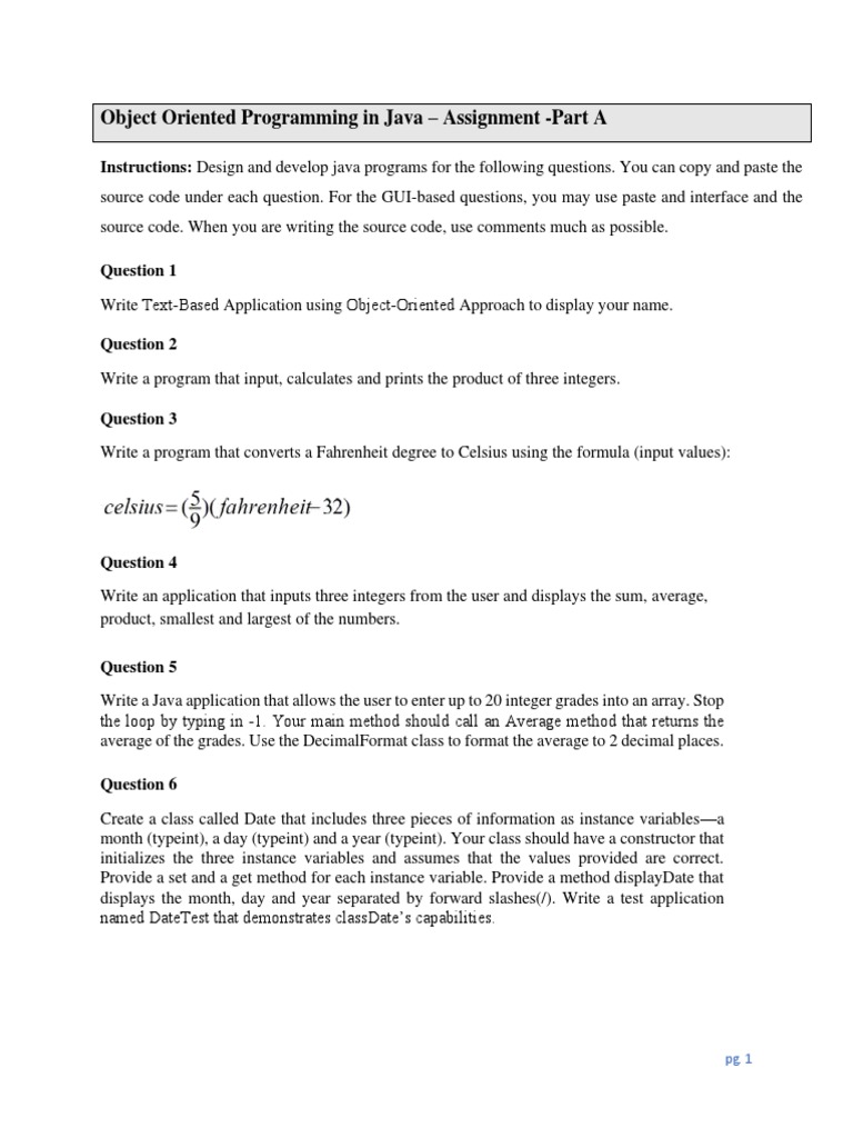 Java Assignment Part A 203 Ugc And 202 Vu Pdf Method Computer Programming Class