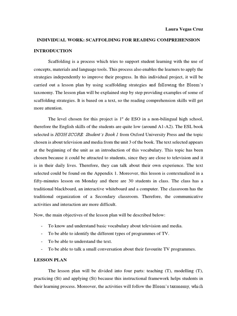 Scaffolding and Reading Comprehension | PDF | Lesson Plan | Teachers