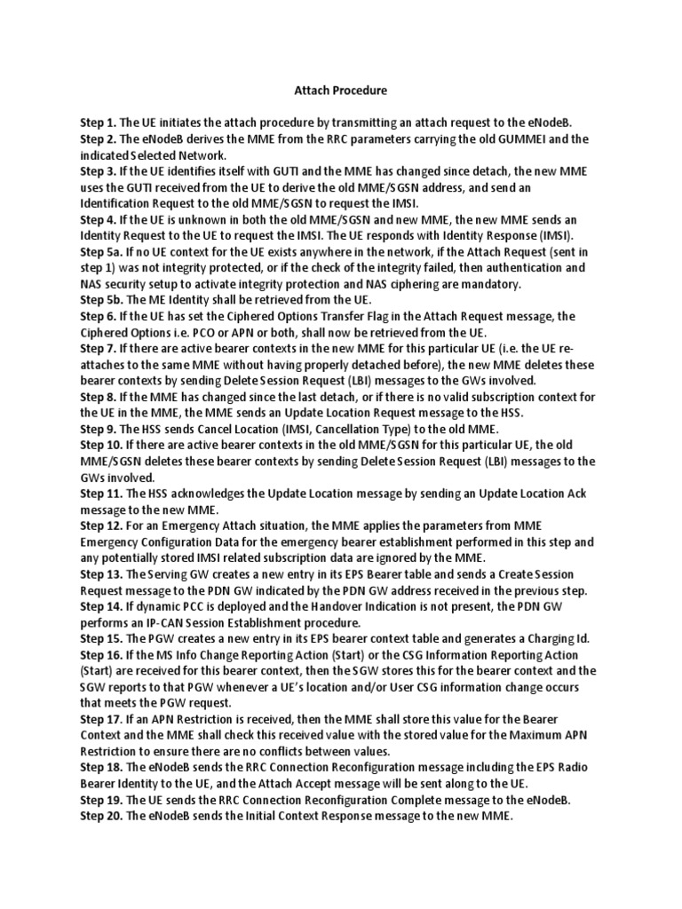 LTE Attach Procedure in 26 Steps!!!! | PDF | Service Industries ...