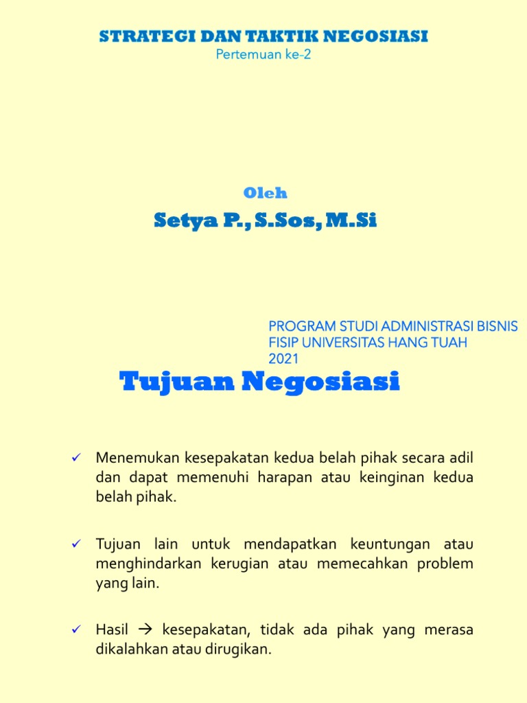 Strategi dan Taktik Negosiasi Efektif | PDF