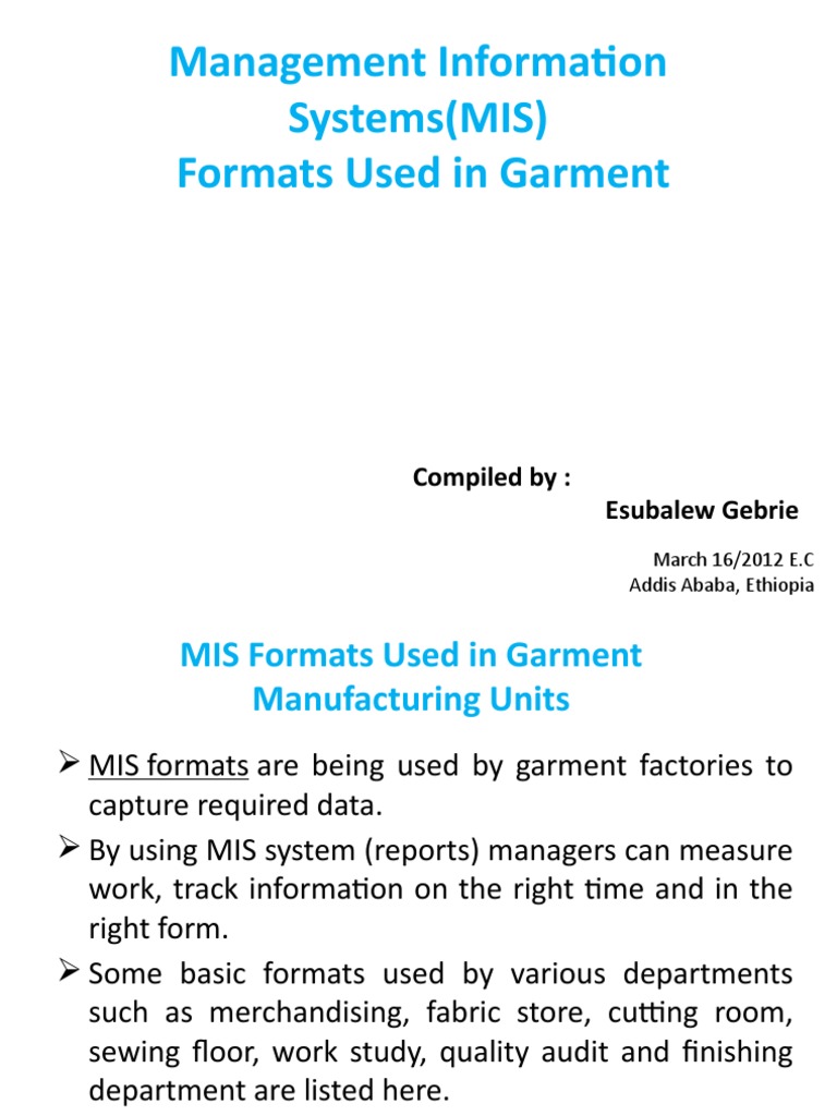 MIS Formats Used in Garment | PDF | Sewing | Textiles