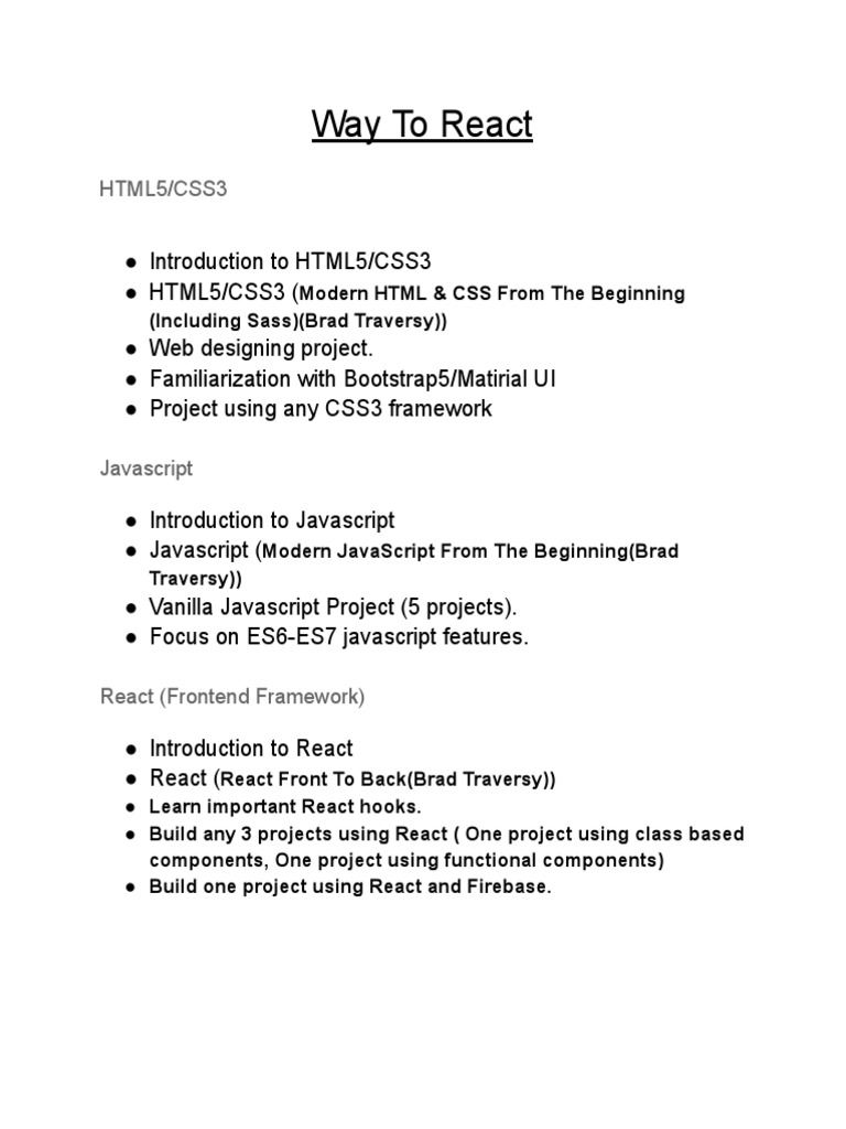 Way To React Syllabus Pdf
