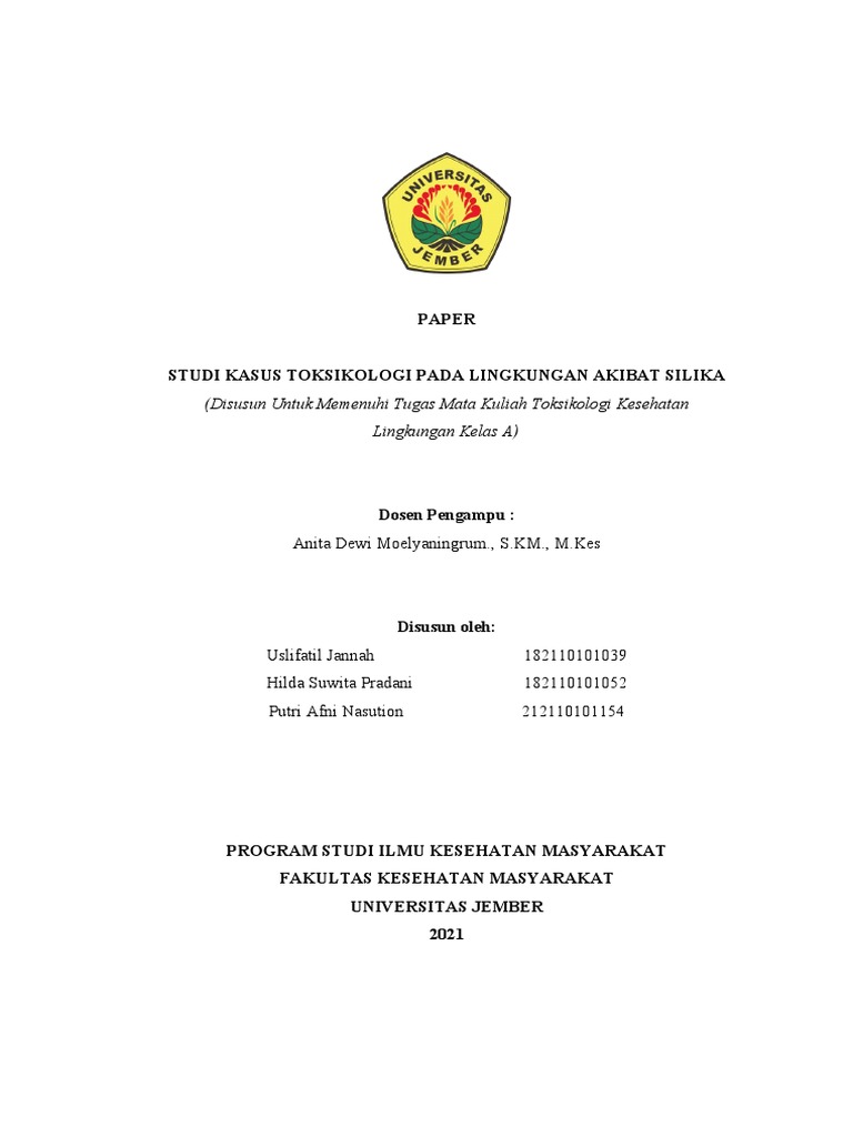 Paper Toksikologi Kesling Silika Pdf