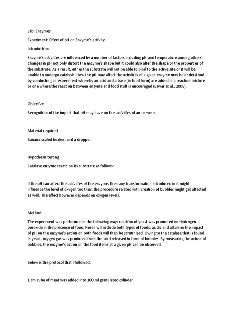 Enzymes Lab | PDF | Enzyme | Substrate (Chemistry)