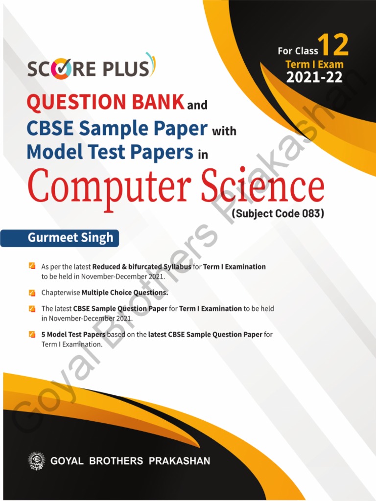 Xii-Score Plus Cs - QB With Cbse SP and MTP - 12 | Download Free PDF | Parameter (Computer ...