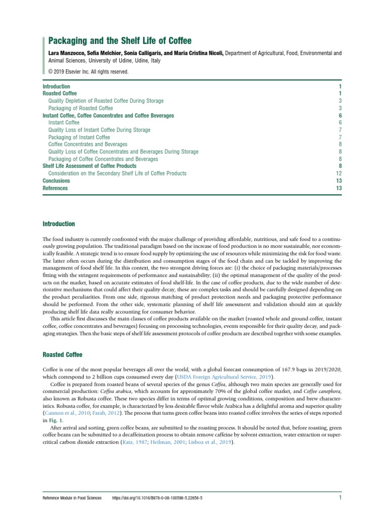 Packaging and Shelflife of Coffee | PDF | Coffee | Shelf Life