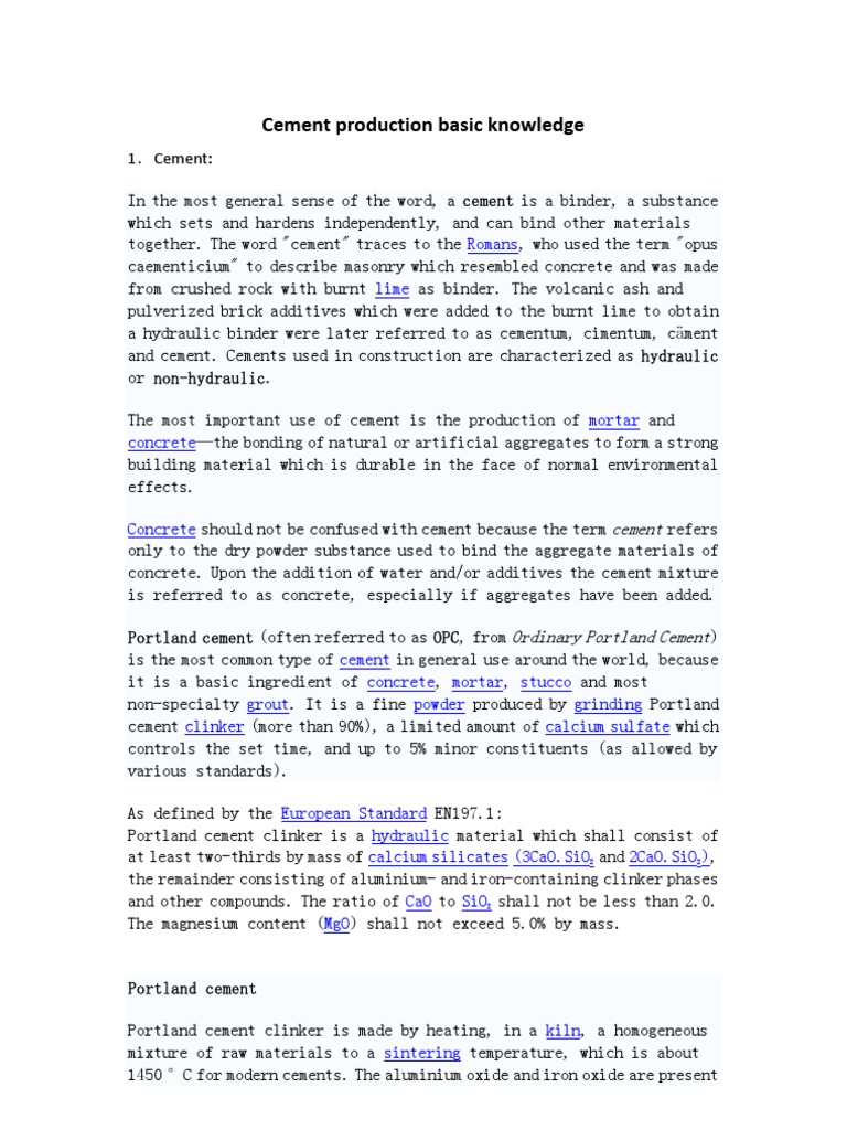 Cement Production Basic Knowledge-Shang | PDF | Cement | Concrete