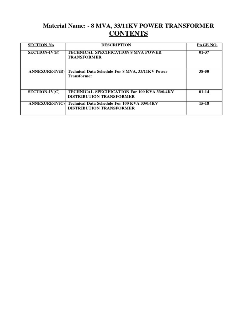 Nesco Odisha Technical Specification of 8 MVA Power Transformer | PDF | Transformer | Insulator ...