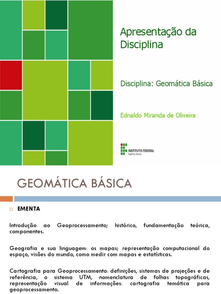 Aula 01 - Apresentação e Introdução A Geomatica | PDF | Sistema de ...