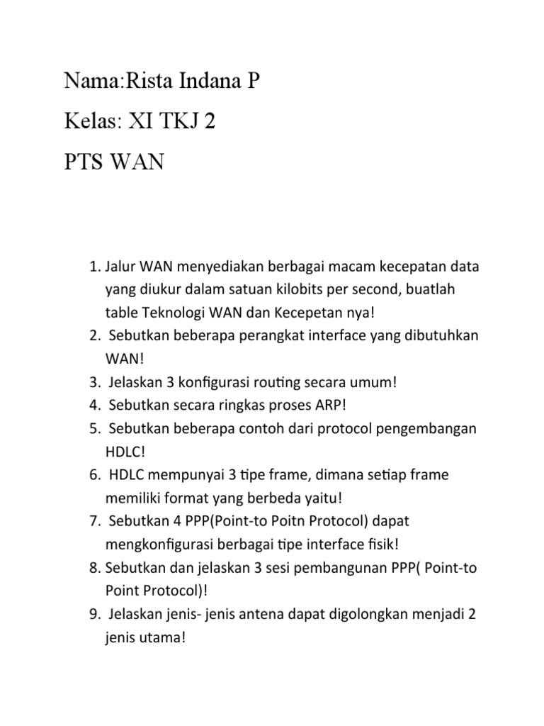 PTS Rista Indana XI TKJ 2 PDF | PDF
