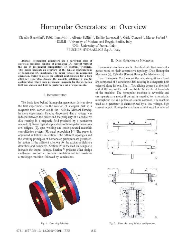 Homopolar Generators An Overview | PDF | Electric Generator | Capacitor
