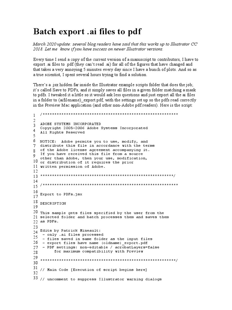 Batch Export .Ai Files To PDF | PDF | Adobe Illustrator | Computer File
