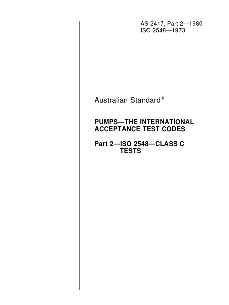 AS 2417part 2 ISO 2548 Pumps The International Acceptance - 1 | PDF ...