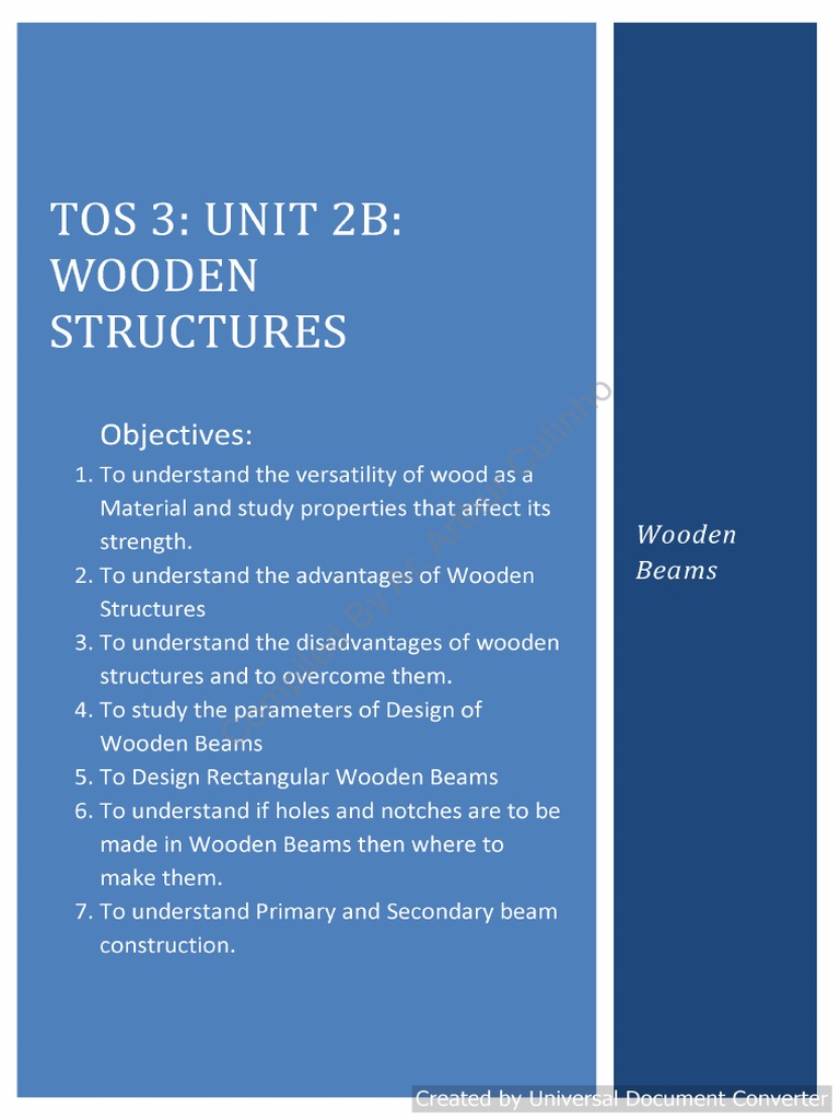TOS 3 Unit 2b Wooden Structures | PDF