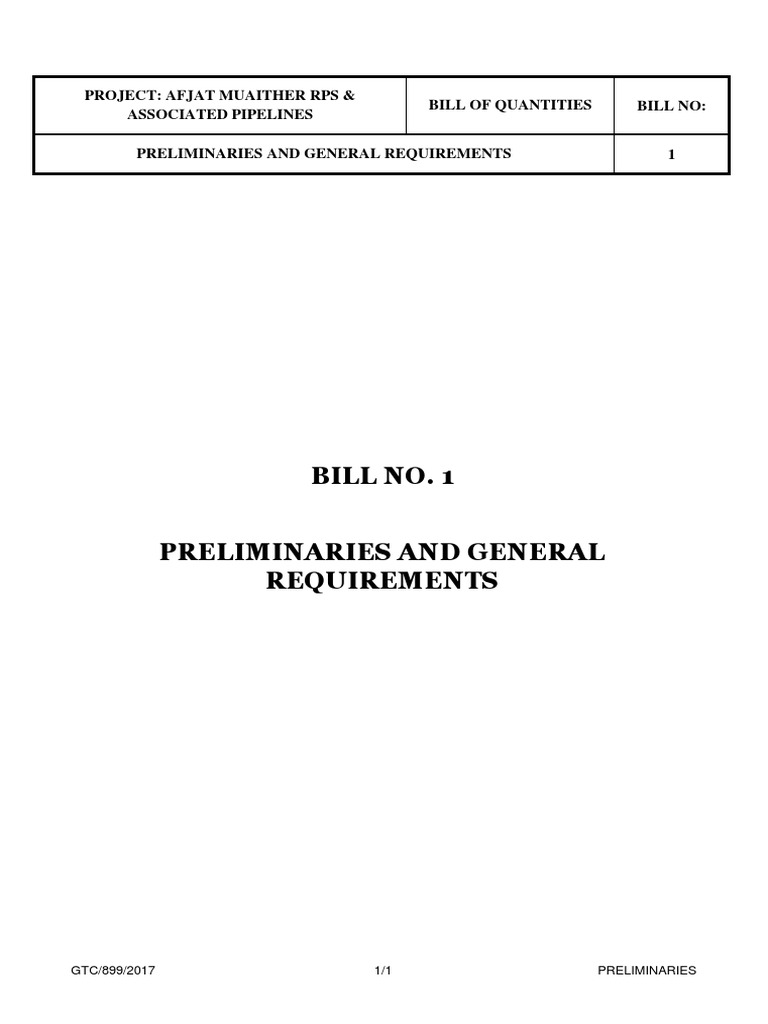 5-3 Boq-1 Preliminaries | PDF | Specification (Technical Standard)