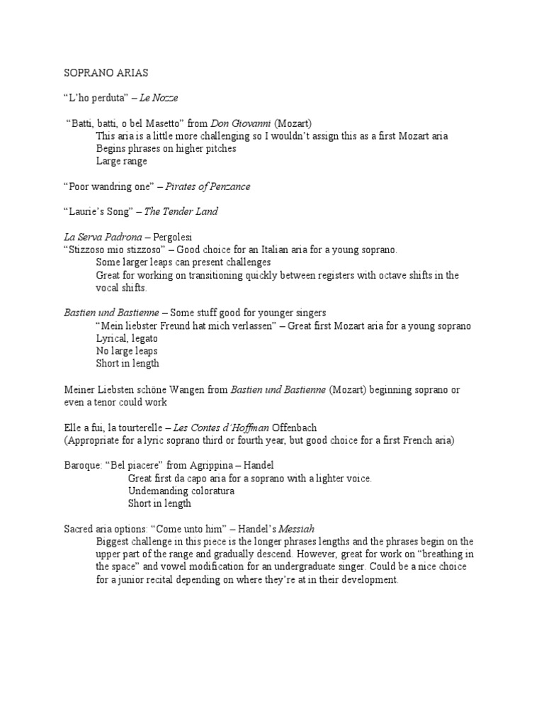 Soprano Arias For Young Singers To Know | PDF | Herz Und Mund Und Tat ...