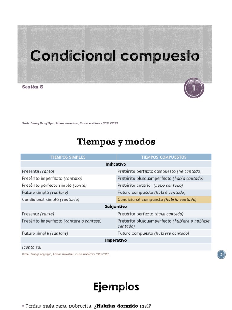 Sesión 5 - Condicional Compuesto | PDF | Tipología Lingüística ...
