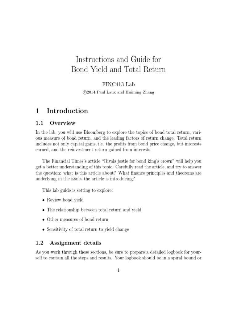 Instructions and Guide For Bond Yield and Total Return | PDF | Yield ...