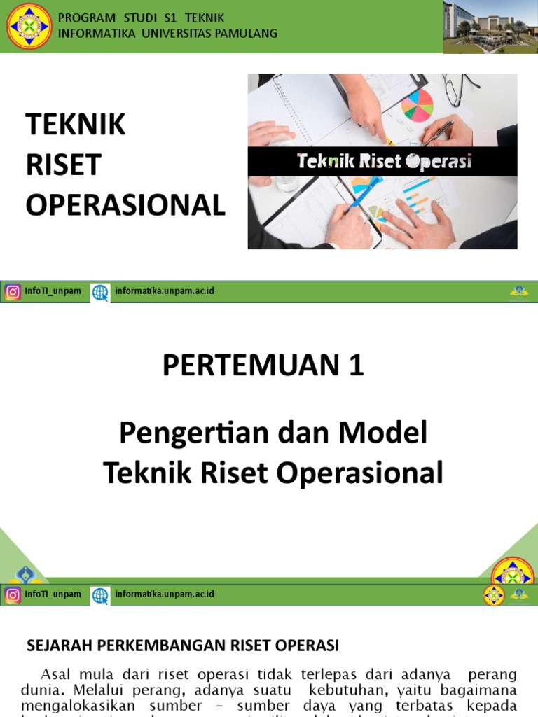Teknik Riset Operasional - Pertemuan 1 | PDF