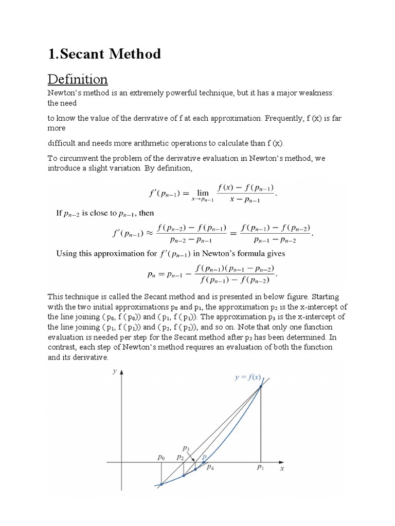 Secant Method | PDF | Derivative | Applied Mathematics Secant Method | PDF | Derivative | Applied Mathematics
